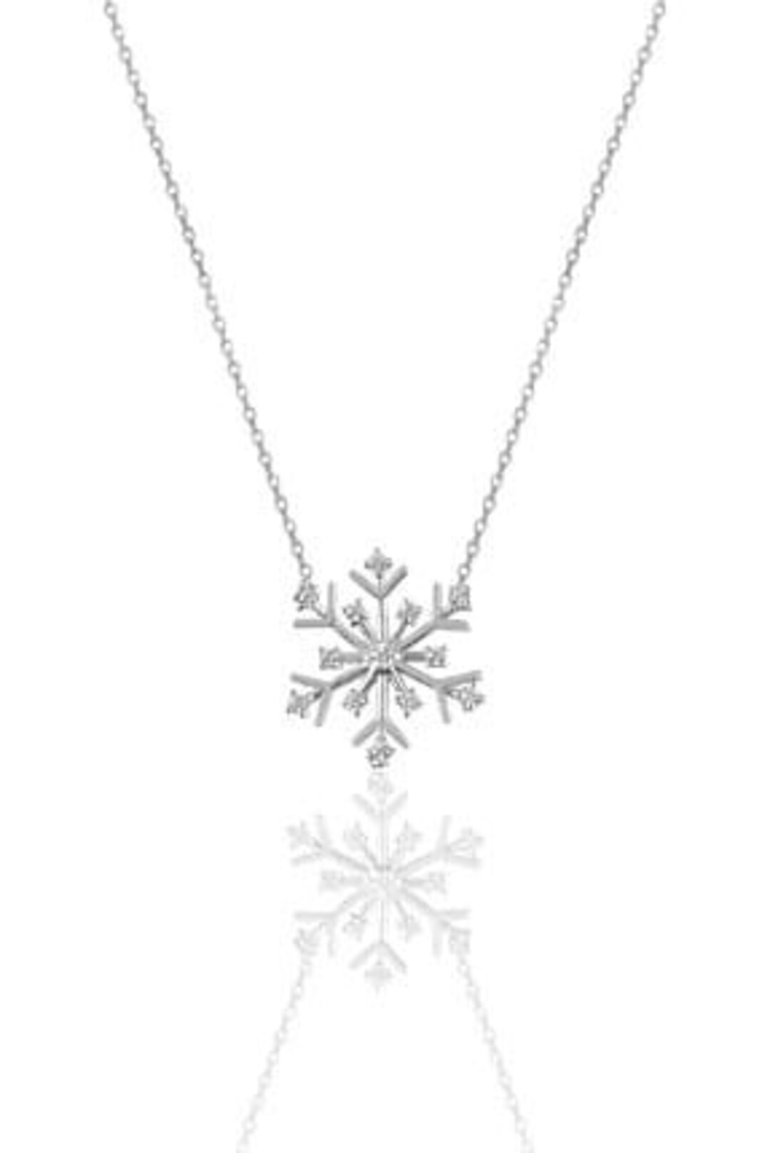 925 Sterling Silver Snowflake Pendant, CZ Silver Snowflake Necklace ...