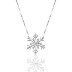 925 Sterling Silver Snowflake Pendant, CZ Silver Snowflake Necklace ...