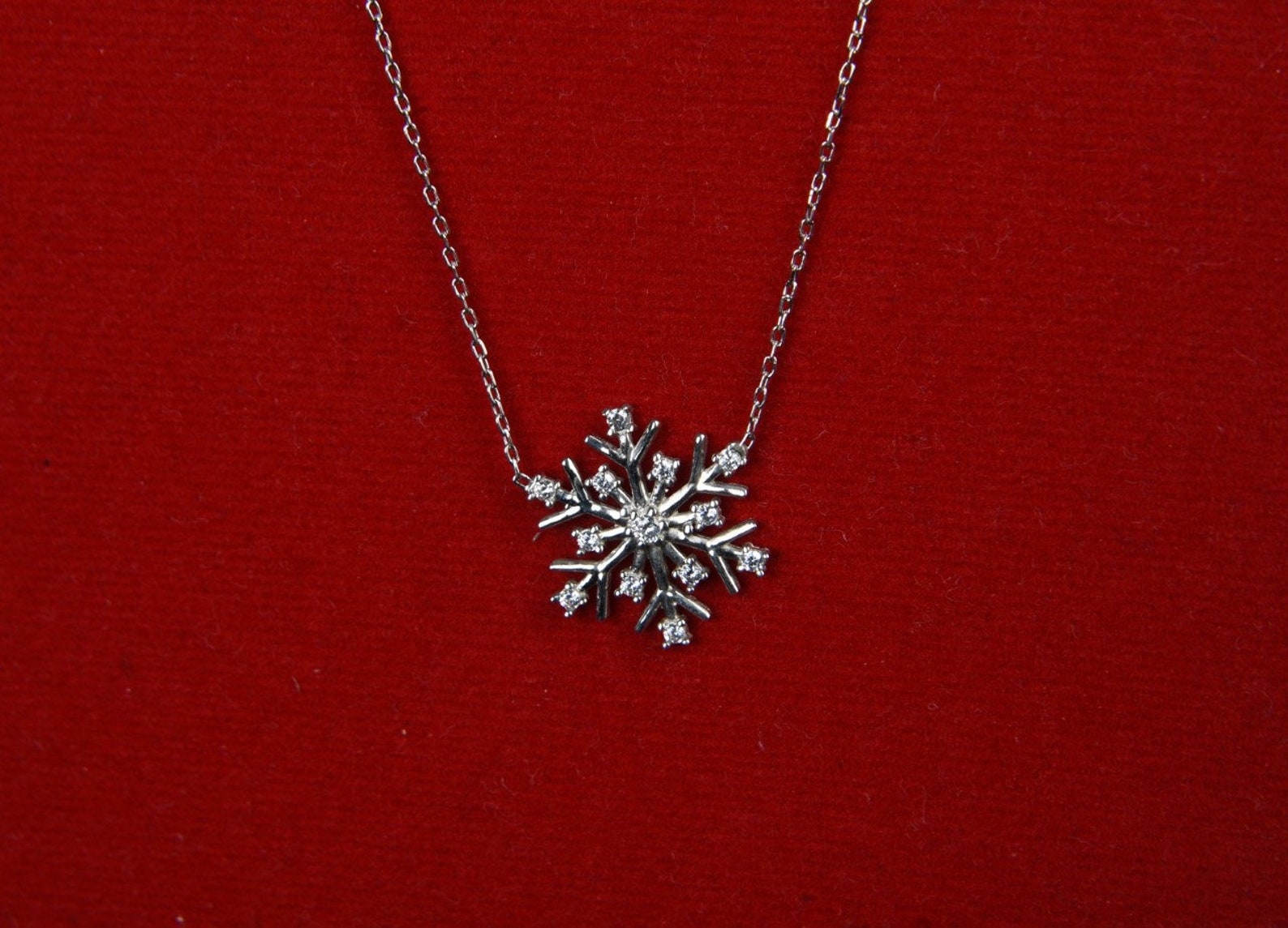 925 Sterling Silver Snowflake Pendant CZ Silver Snowflake - Etsy