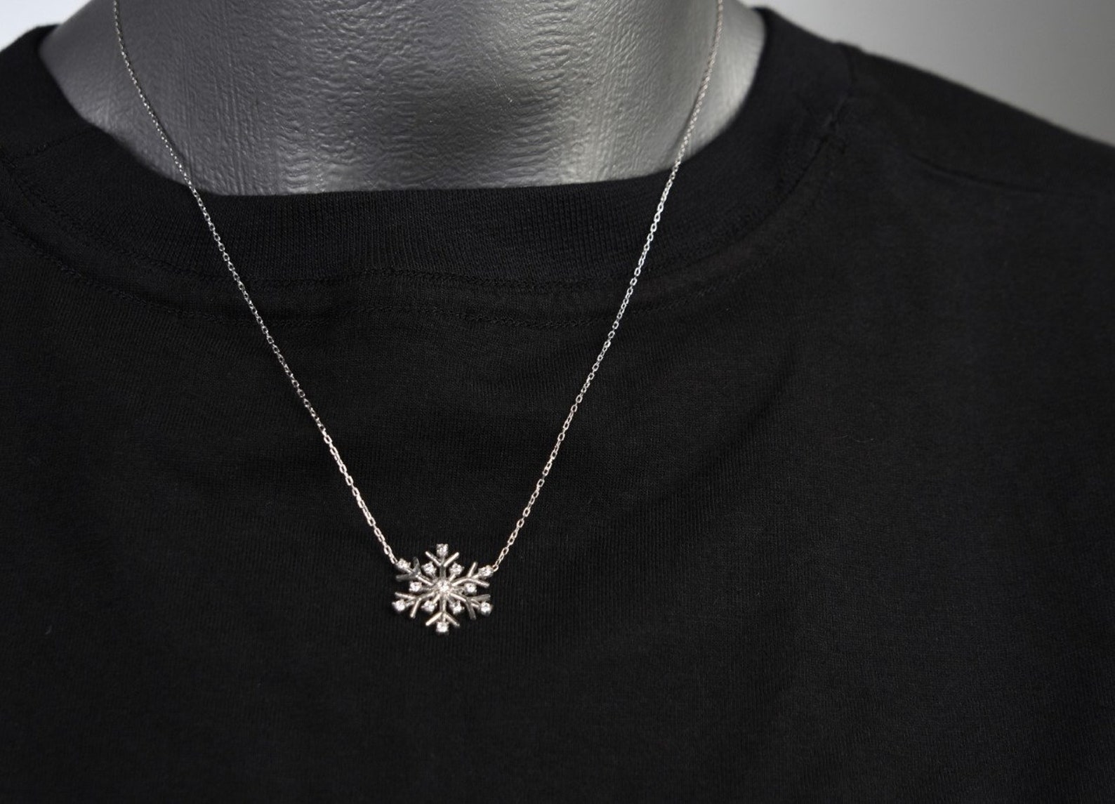 925 Sterling Silver Snowflake Pendant CZ Silver Snowflake | Etsy