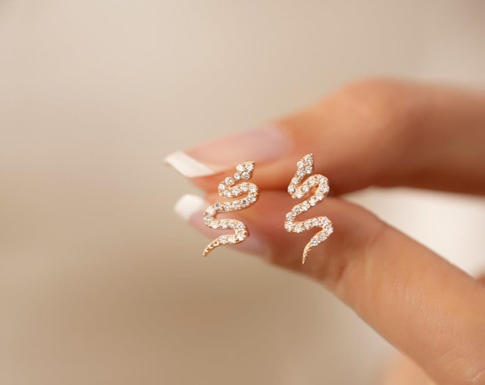 925 Sterling Silver Snake Stud Earrings Snake Earrings - Etsy