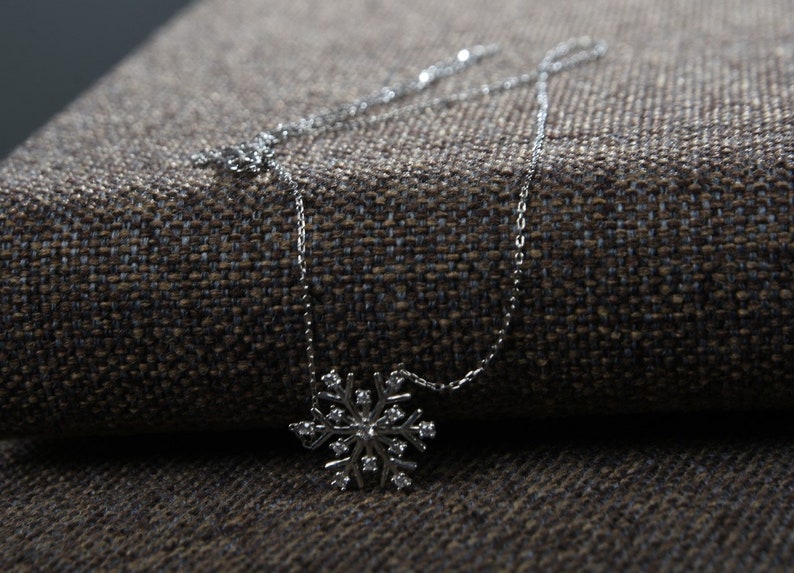 925 Sterling Silver Snowflake Pendant CZ Silver Snowflake - Etsy