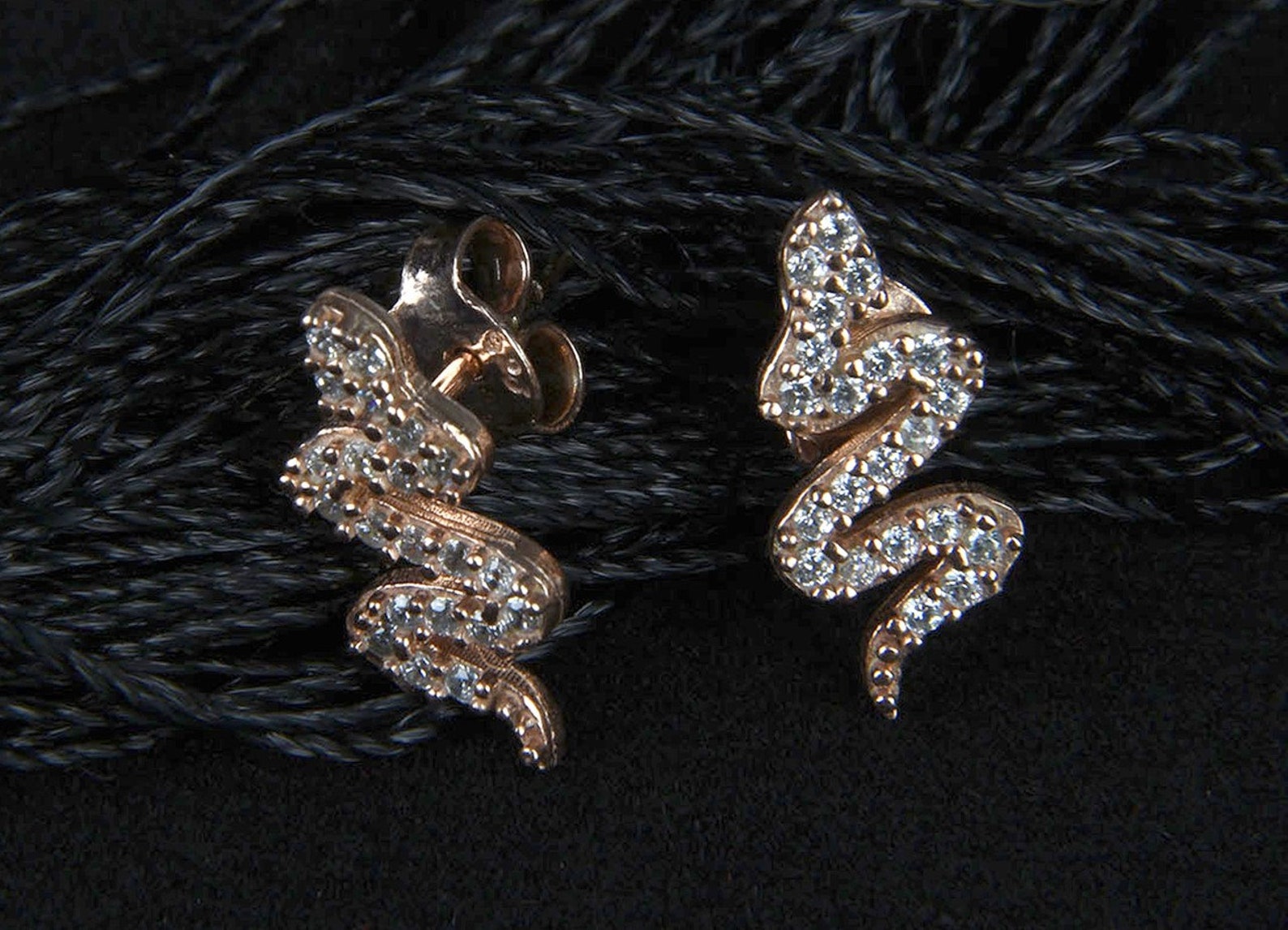 925 Sterling Silver Snake Stud Earrings, Snake Earrings, Stirling ...