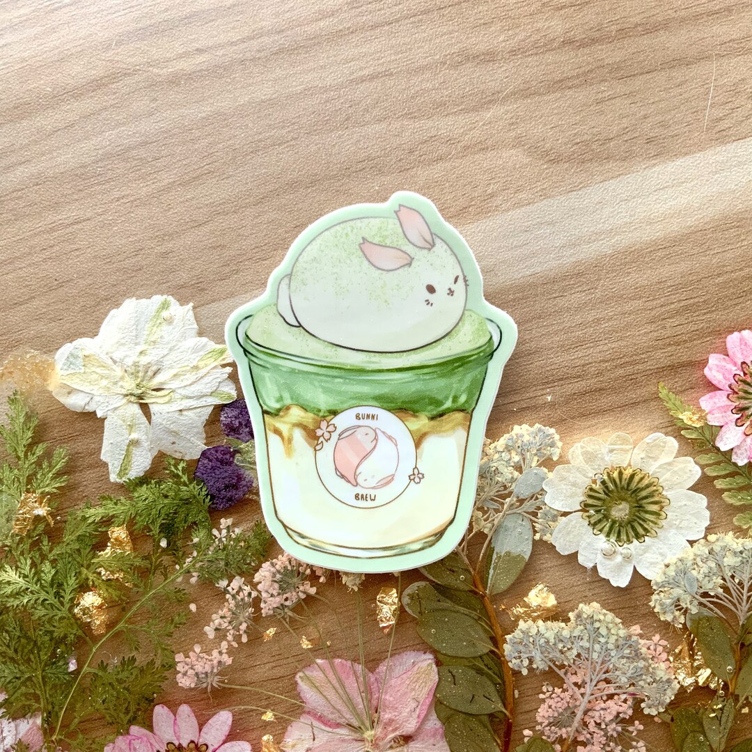 Bunny Matcha Drink Sticker Matte Stickers Cute Stickers - Etsy