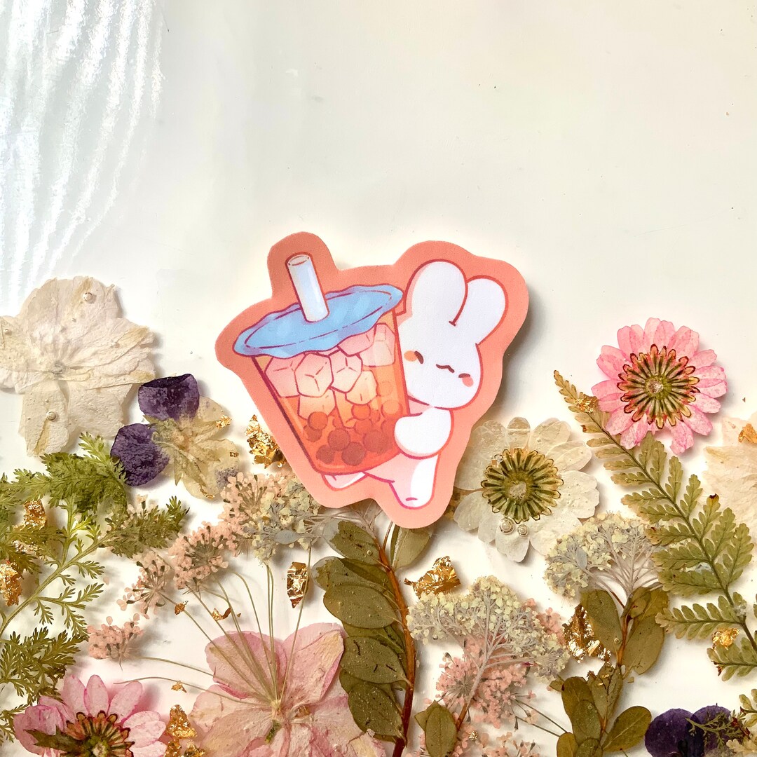 Fruit Tea Boba Bunny Sticker | Matte Stickers | Cute Stickers - Etsy