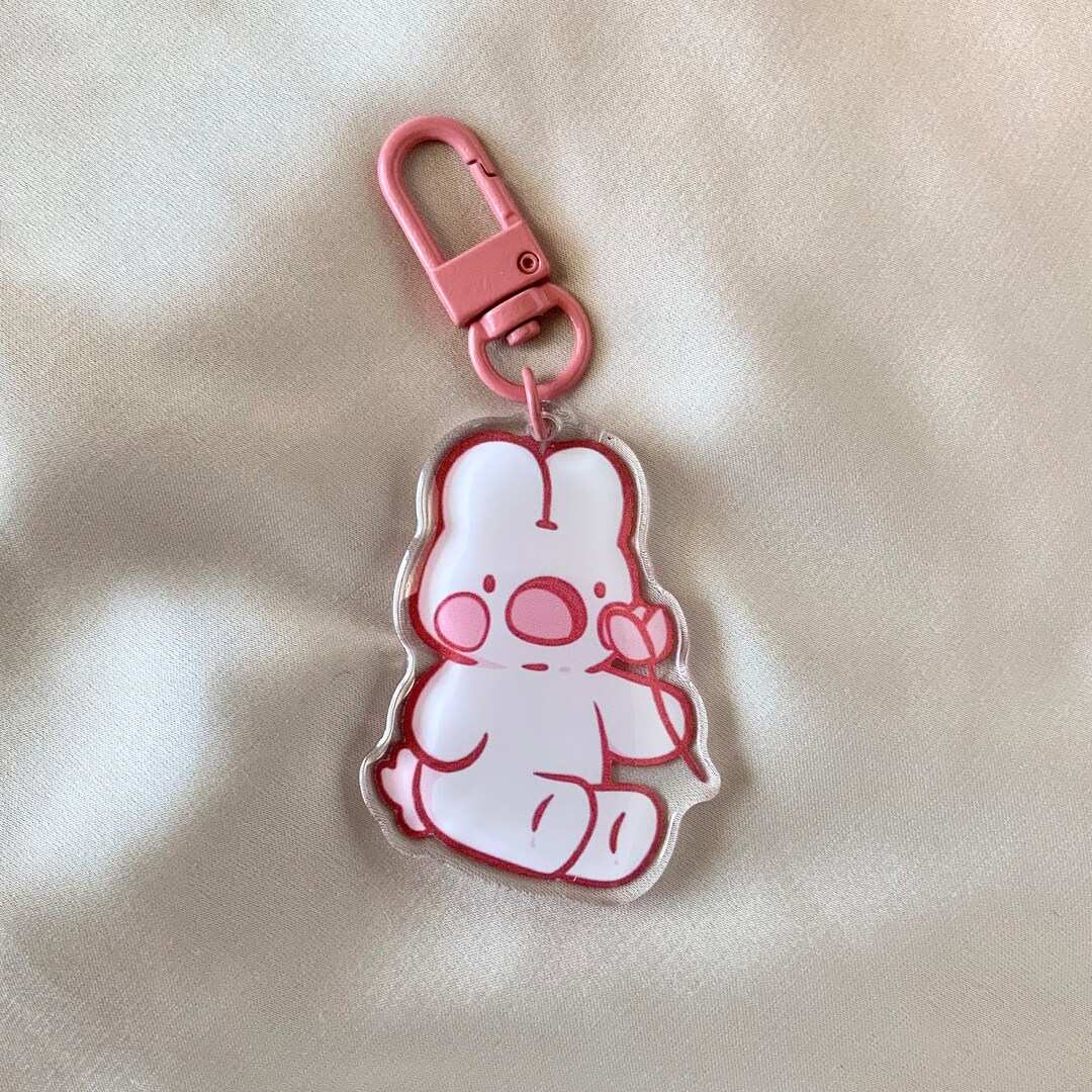 Chomping Tulip Acrylic Epoxy Charm | Bunny & Tulip Charm | Bunny Charm ...