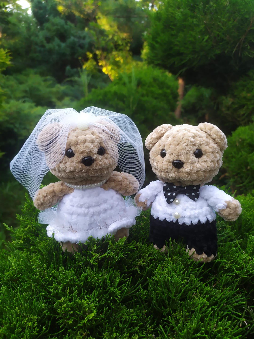 Bears Bride and Groom Knitted Bear Crochet Bear Handmade Bear Plush ...