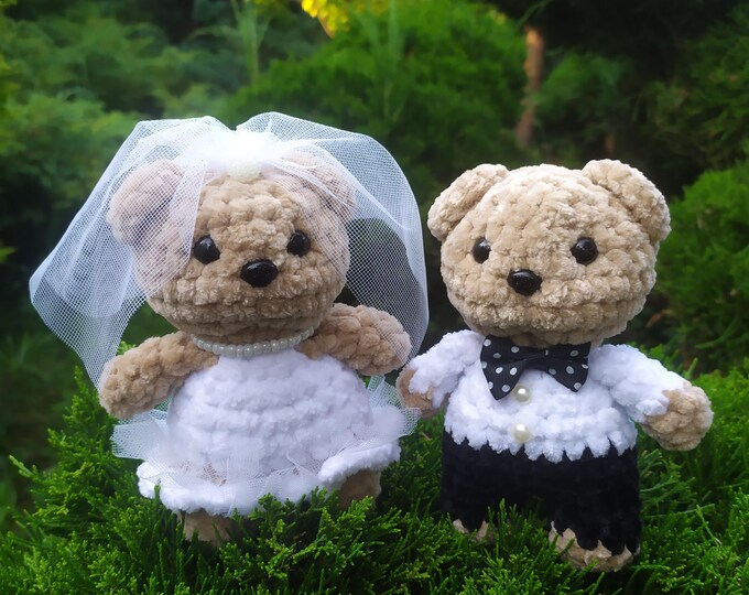 Bears Bride and Groom Knitted Bear Crochet Bear Handmade Bear Plush ...