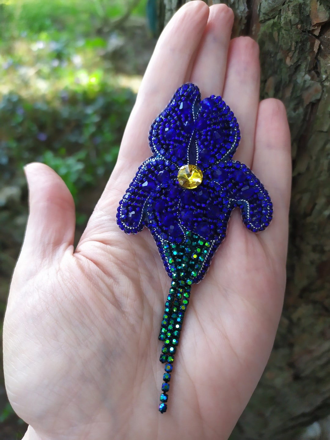 Handmade Brooch Iris Beaded Brooch Flower Brooch Iris Brooch Handmade ...