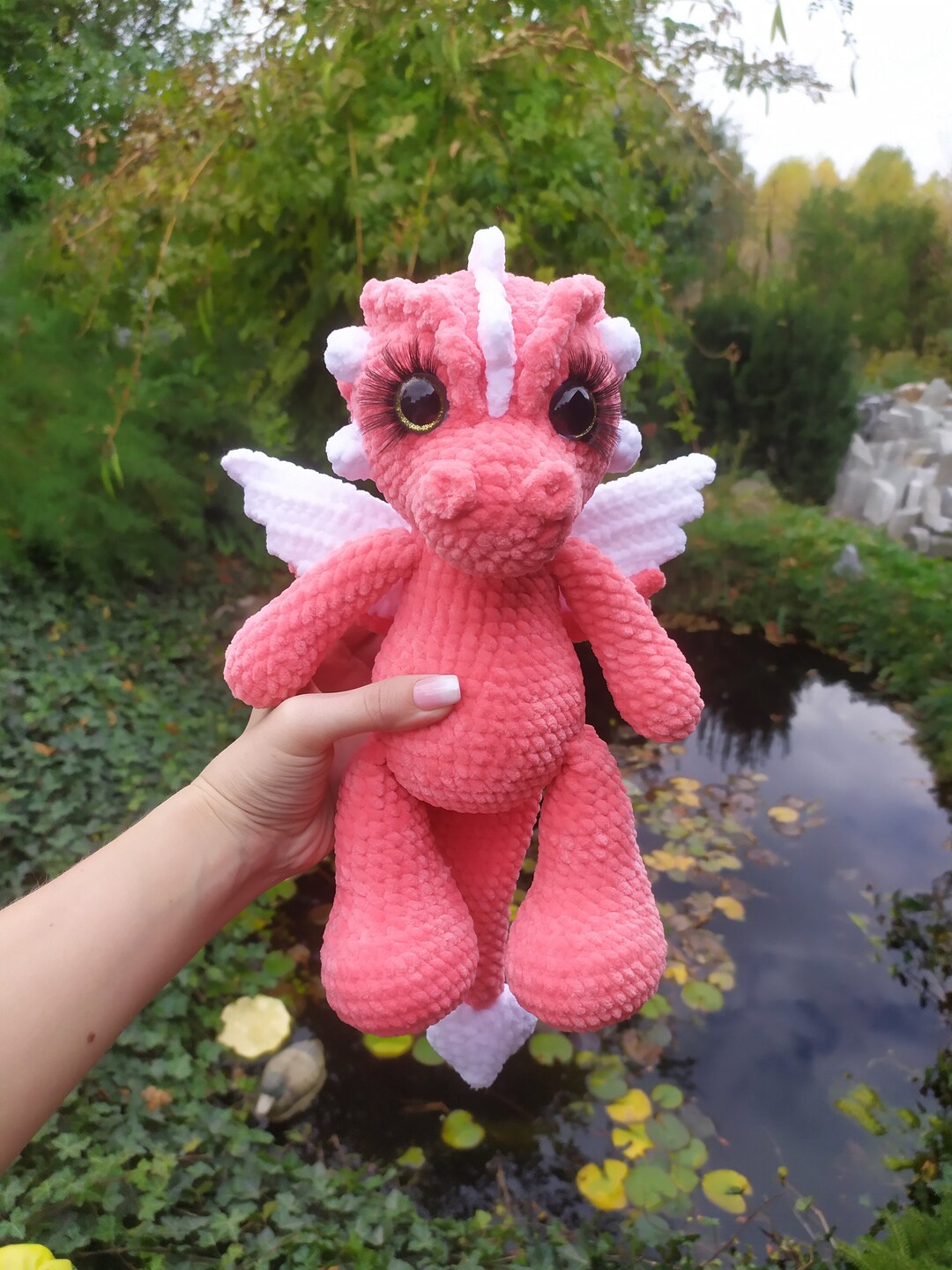 Knitted Dragon Soft Dragon Toy Handmade Dragon Soft Dragon Pink Dragon ...