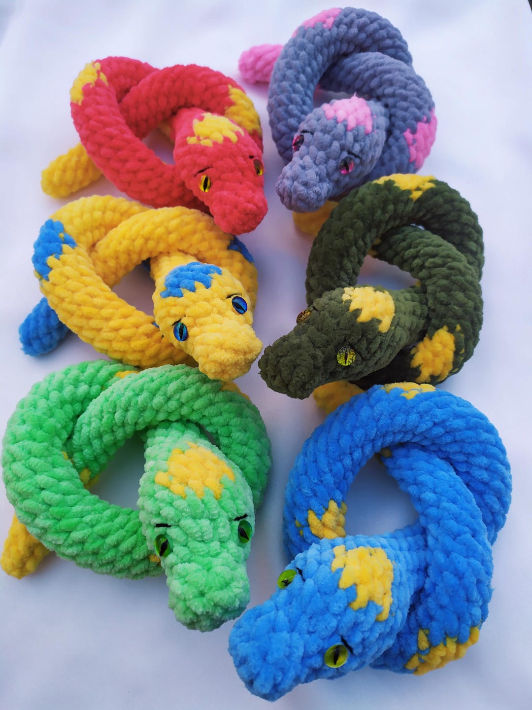 Handmade Knitted Snake Crochet Snake Plush Snake Amigurumi Snake Long ...