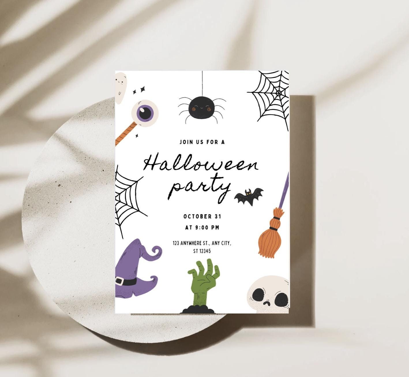 Editable Halloween Party Invitation Template Editable Halloween Invite ...
