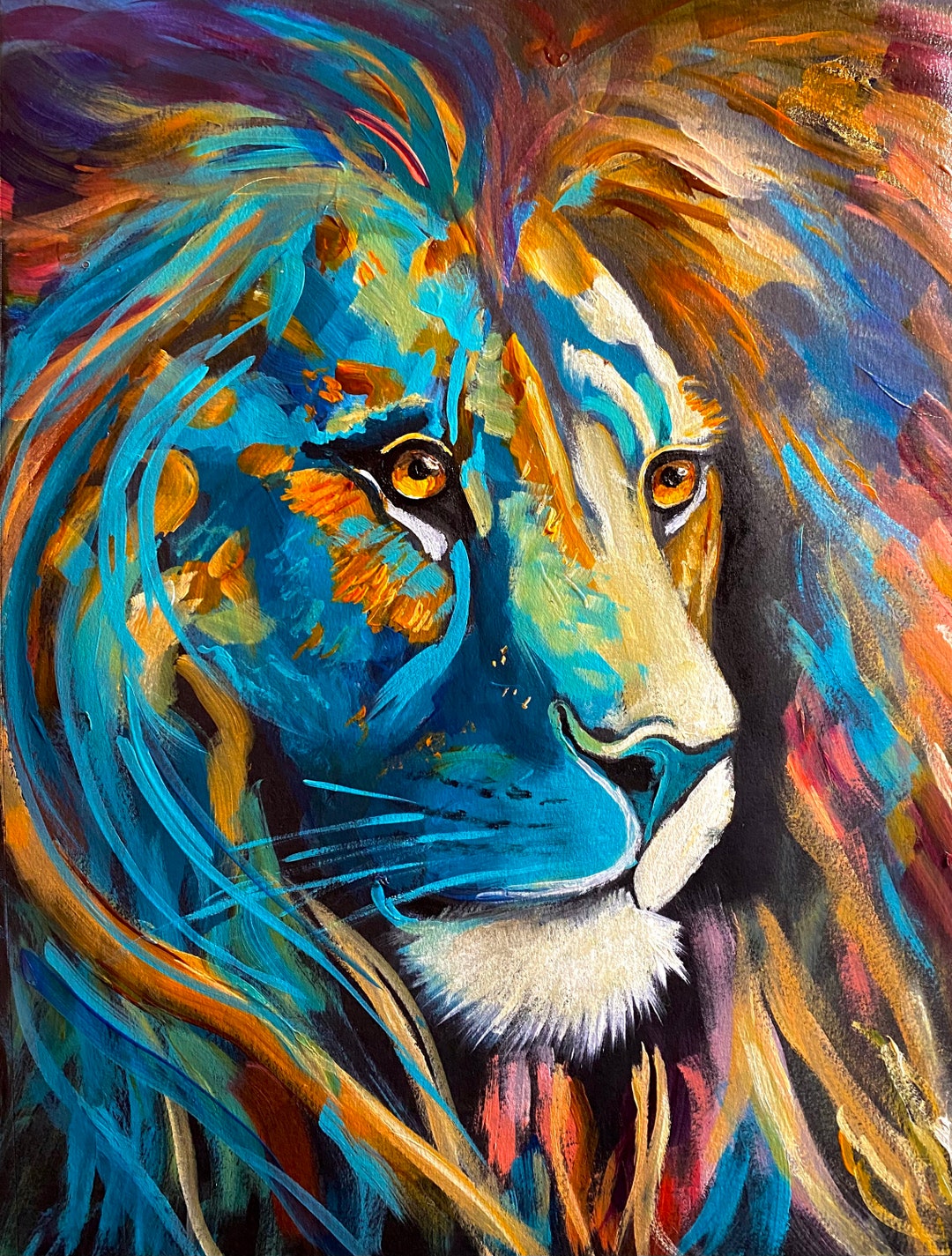 Untamed- Lion Abstract Canvas Print Peayers Worship Scripture Colorful ...