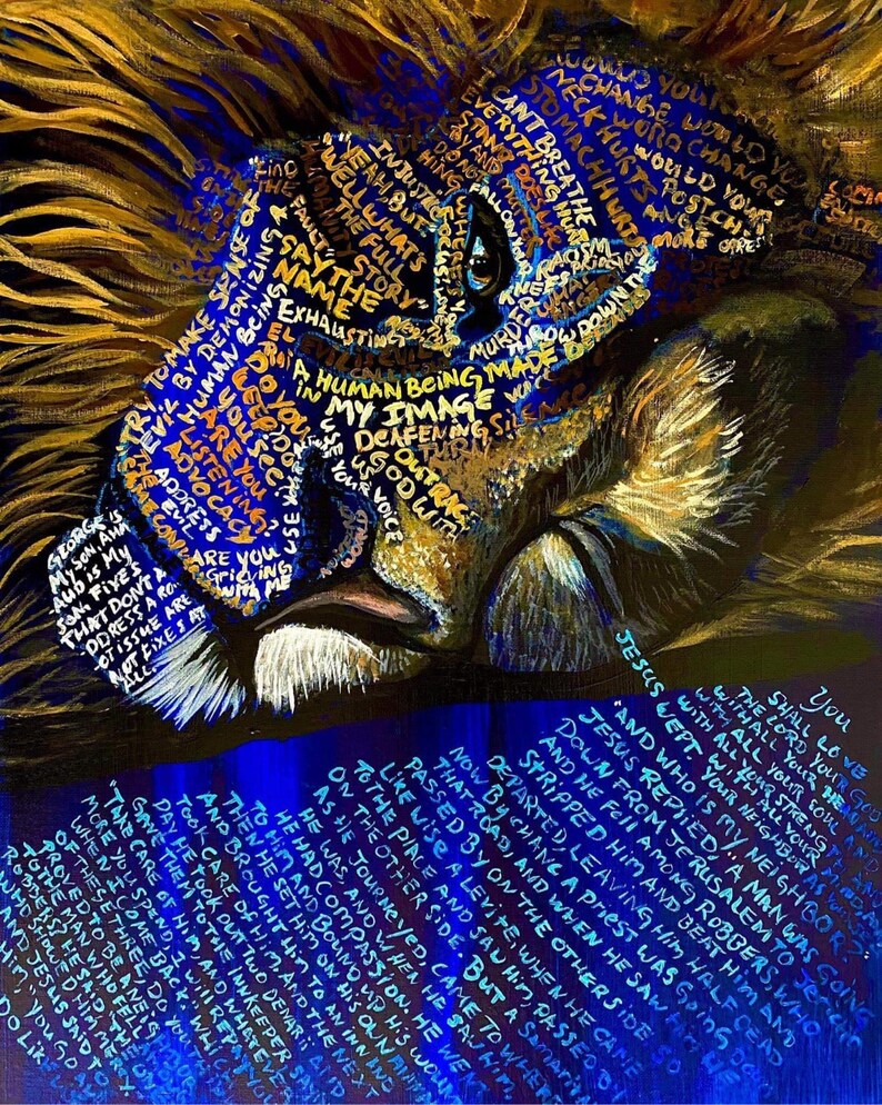 There in the Grieving- Lion of Judah Crying Print, the Good Samaritan ...