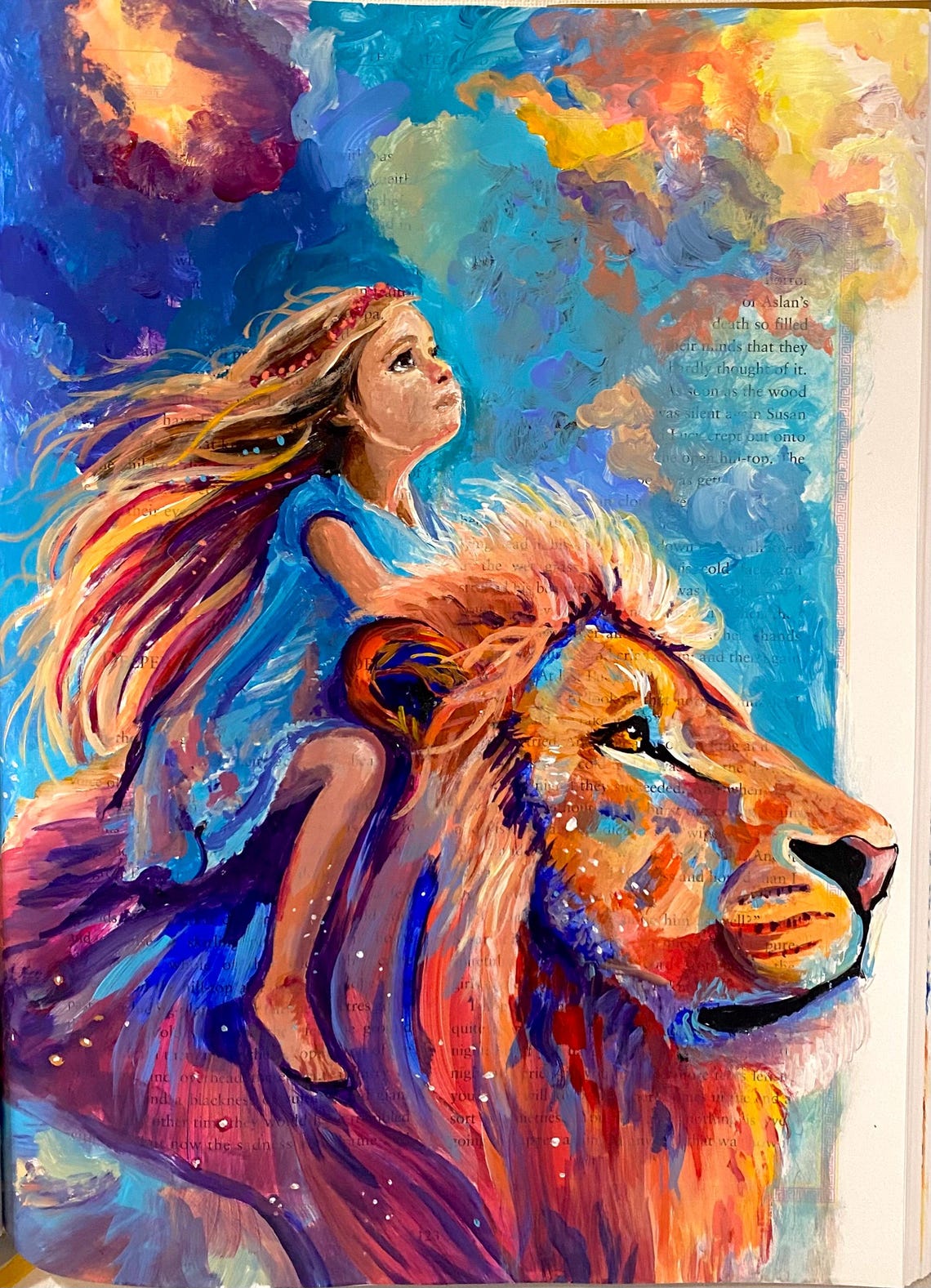 The Lion, Witch, Wardrobe Painting: Aslan & Girl Card Stock Print - Etsy