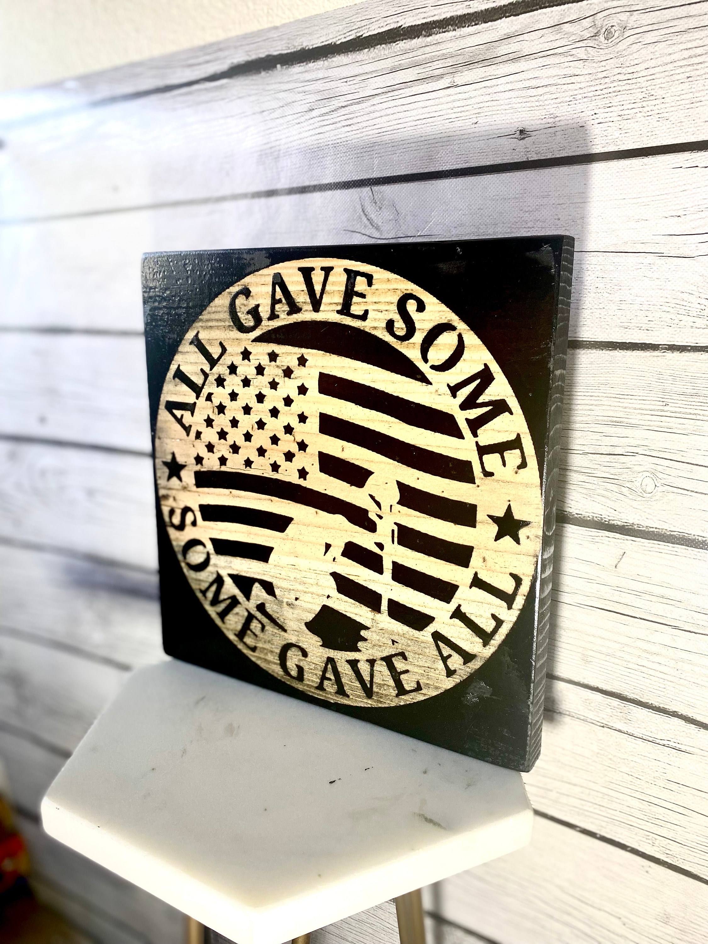 American Flag Wood Sign All Gave Some Some Gave All With United States ...