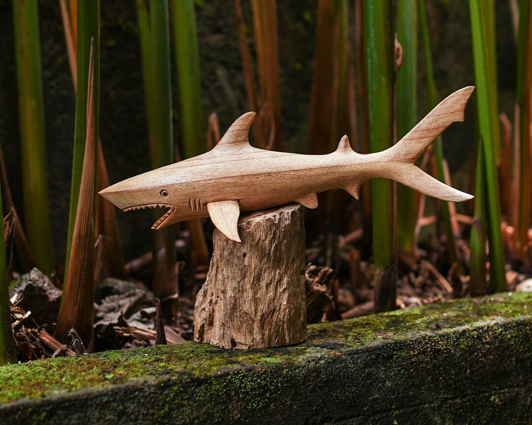Wooden Shark Sculpture 7 Inch / 18 Cm, Shark Statue, Wooden Carving ...