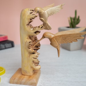 Wooden Hummingbird 8 Inch / 20.32 Cm , Hand Carved Statue, Wood Carving ...