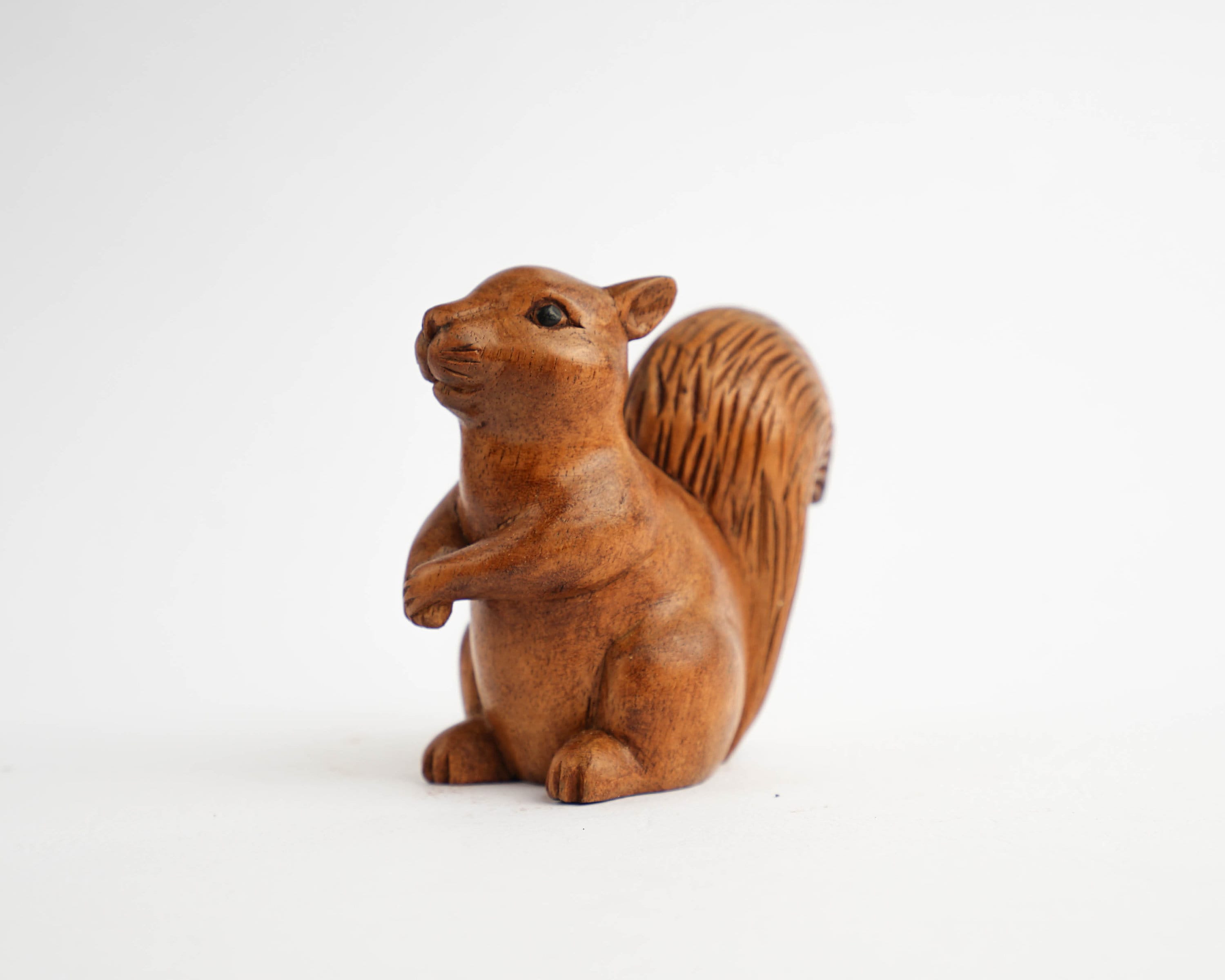 Wooden Squirrel Statue 3.5 Inch / 8 Cm, Small, Hand Carved Sculpture ...