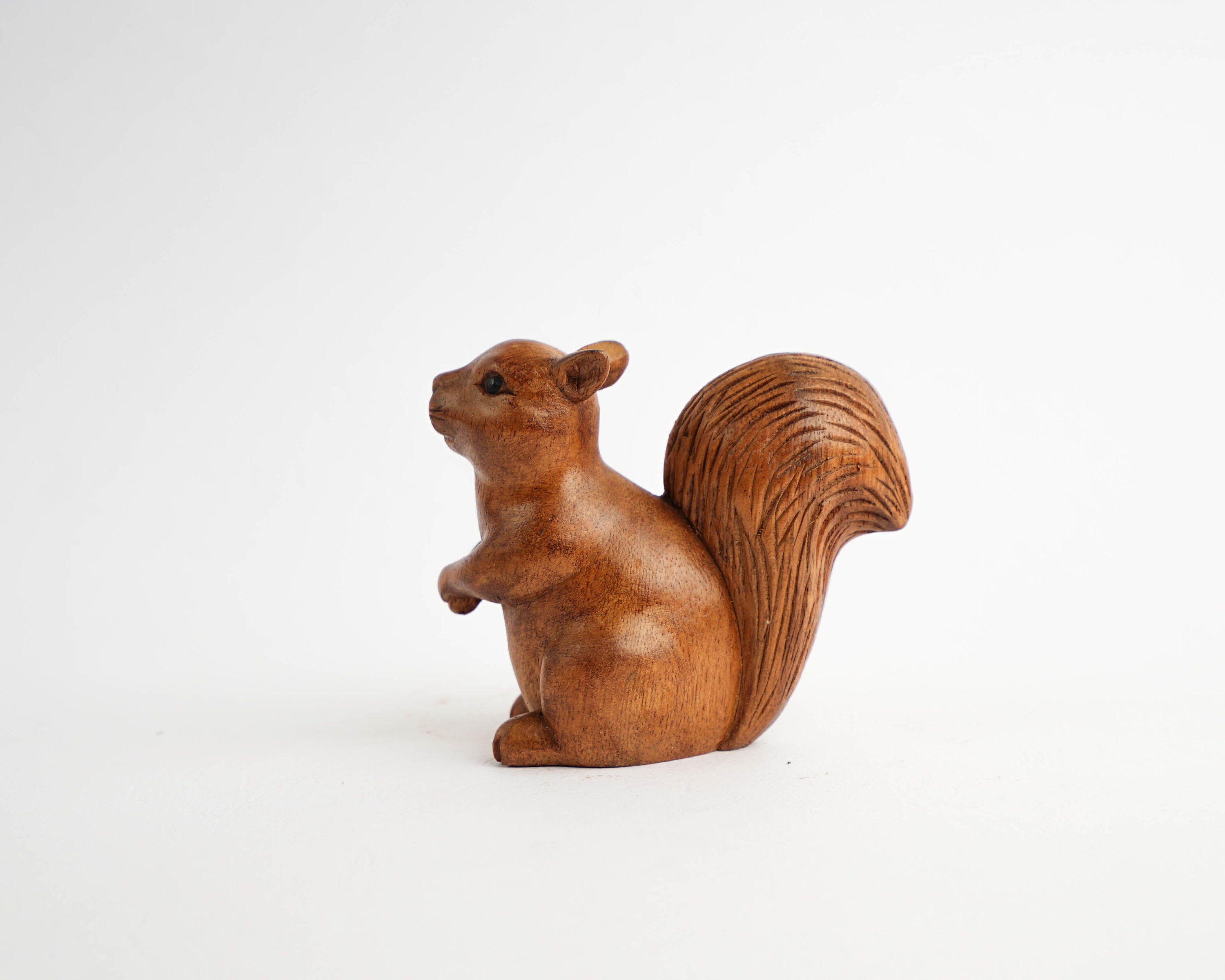 Wooden Squirrel Statue 3.5 Inch / 8 Cm, Small, Hand Carved Sculpture ...