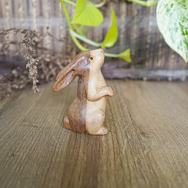 Wooden Rabbit Statue - Etsy