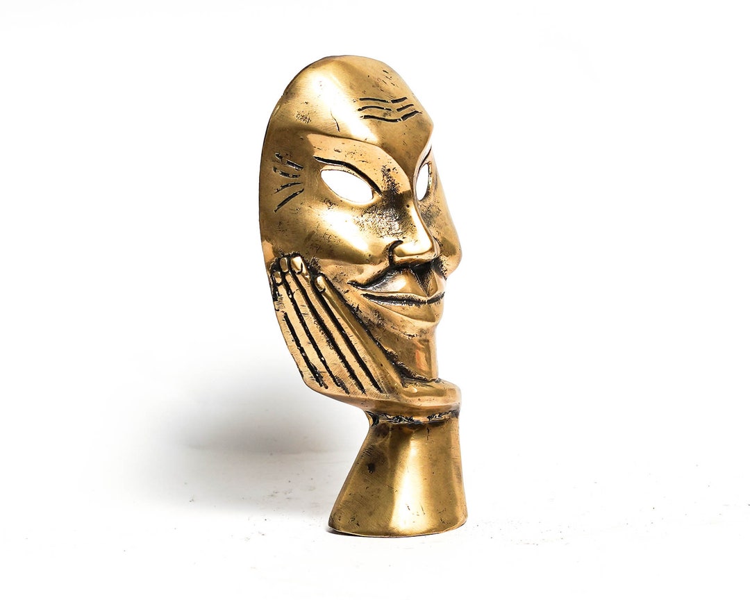 Bronze Mask Figurine 7 Inch / 18 Cm. Mask Statue, Room Decor, Home ...