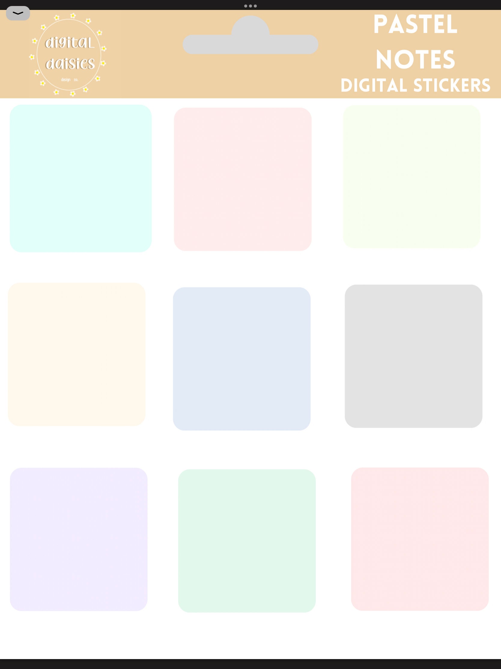 Digital Transparent Pastel Sticky Notes-round Square-digital Stickers ...