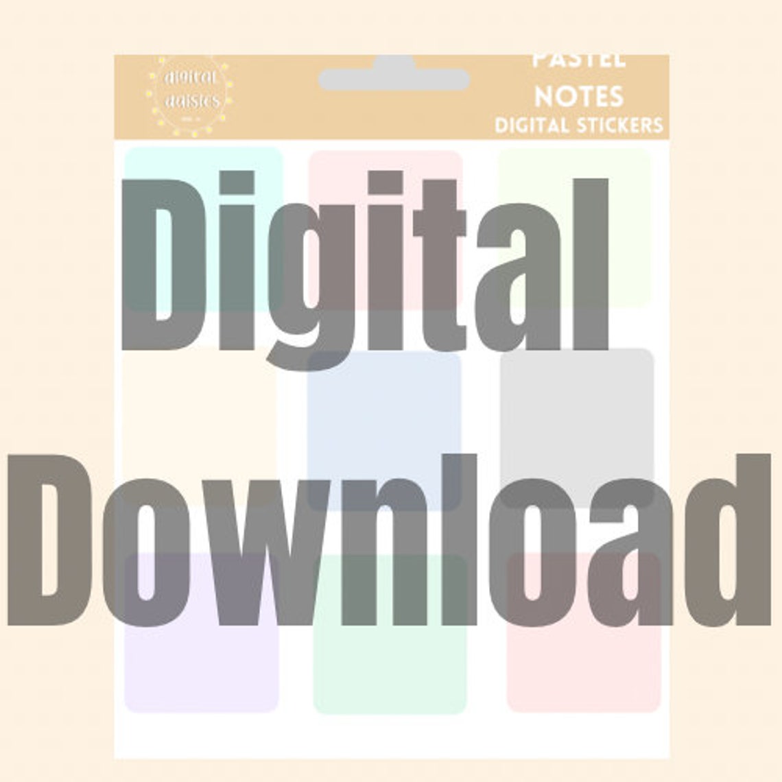 Digital Transparent Pastel Sticky Notes-round Square-digital Stickers ...