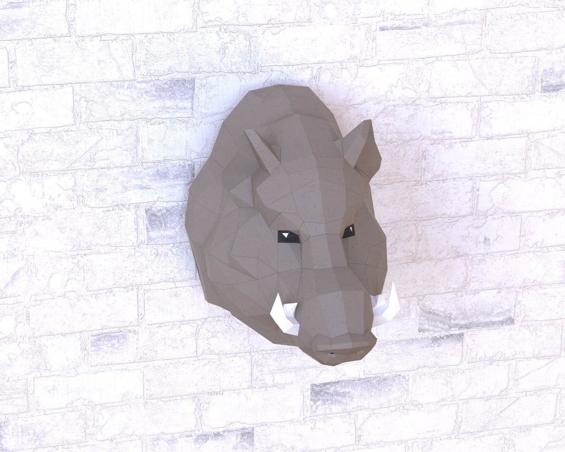 Boar Head Paper Sculptureprintable PDF Templatehandmade Wide | Etsy