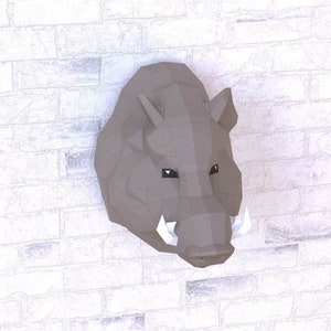 Boar Head Paper Sculpture,printable PDF Template,handmade Wide Animal ...