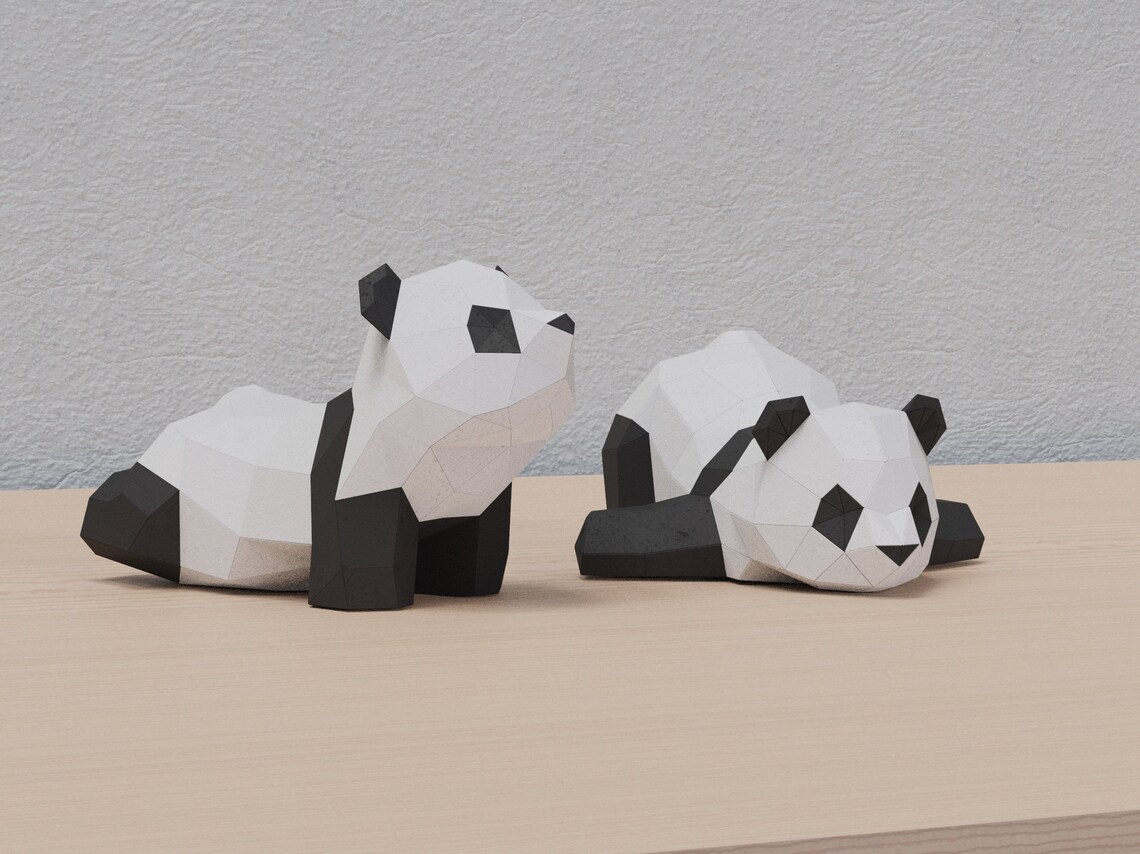 Two Cute Pandas Paper Sculptureprintable PDF - Etsy UK