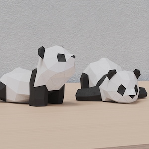 Two Cute Pandas Paper Sculpture,printable PDF Template,handmade Wide ...