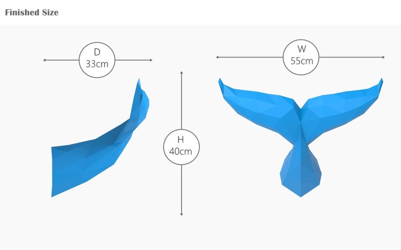 Whale Tail Paper Sculptureprintable PDF Templatehandmade Sea - Etsy