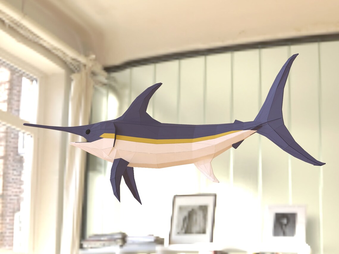 Swordfish Paper Sculpture,printable PDF Template,handmade Sea Animal ...