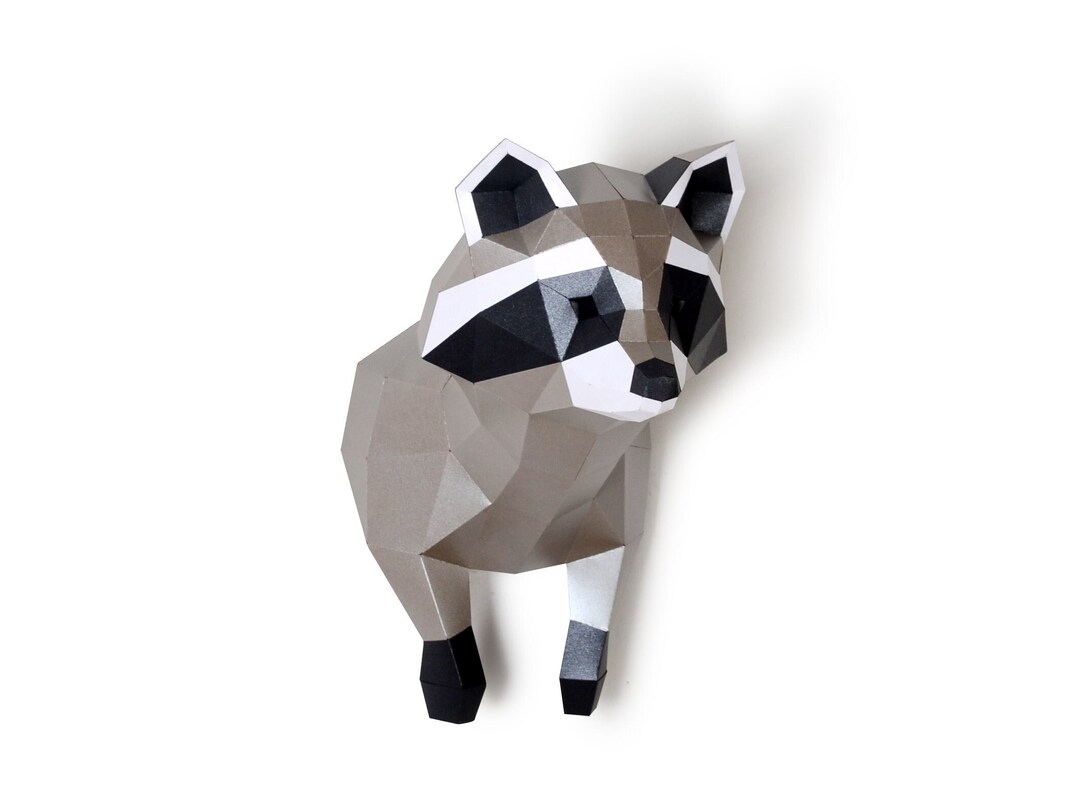Raccoon Trophy Paper Sculpture,printable PDF Template,handmade Wide ...