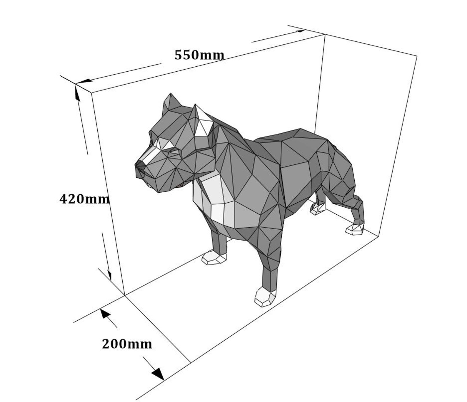 Pit Bull Paper Sculpture,printable PDF Template,handmade Pit Bull ...