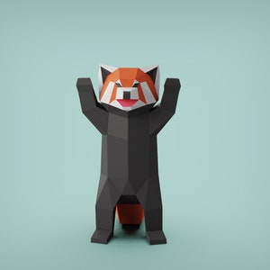 Standing Red Panda Paper Model, 3D Papercraft Tempalte, PDF File ...