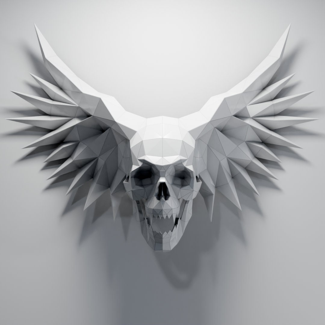 Winged Skull Paper Sculpture,printable PDF Template,handmade Fantastic ...
