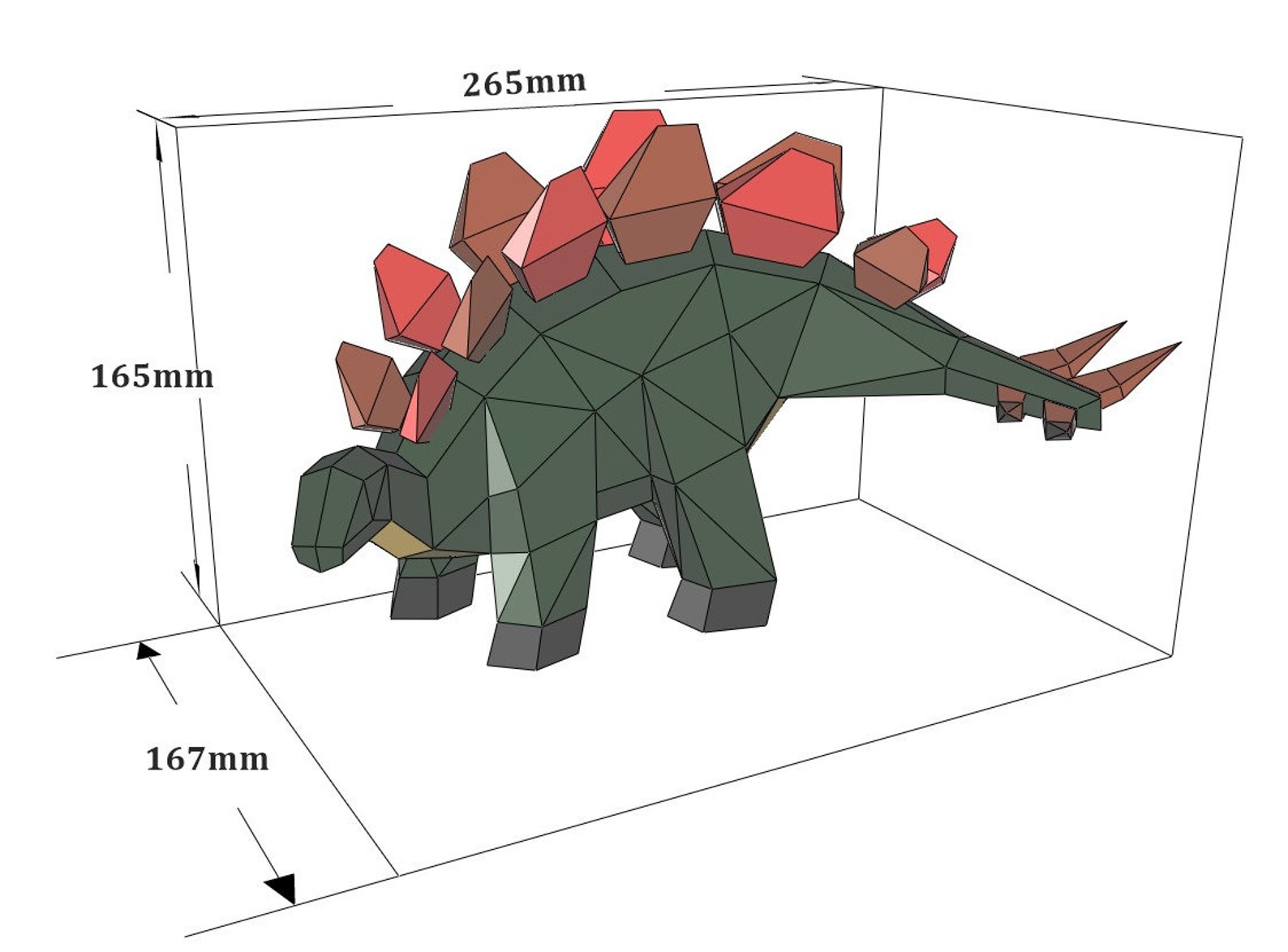 Cute Stegosaurus Paper Model, 3D Papercraft Tempalte, PDF File,instant ...