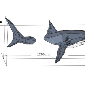 Shark on Wall Paper Sculpture,printable PDF Template,handmade Wild ...