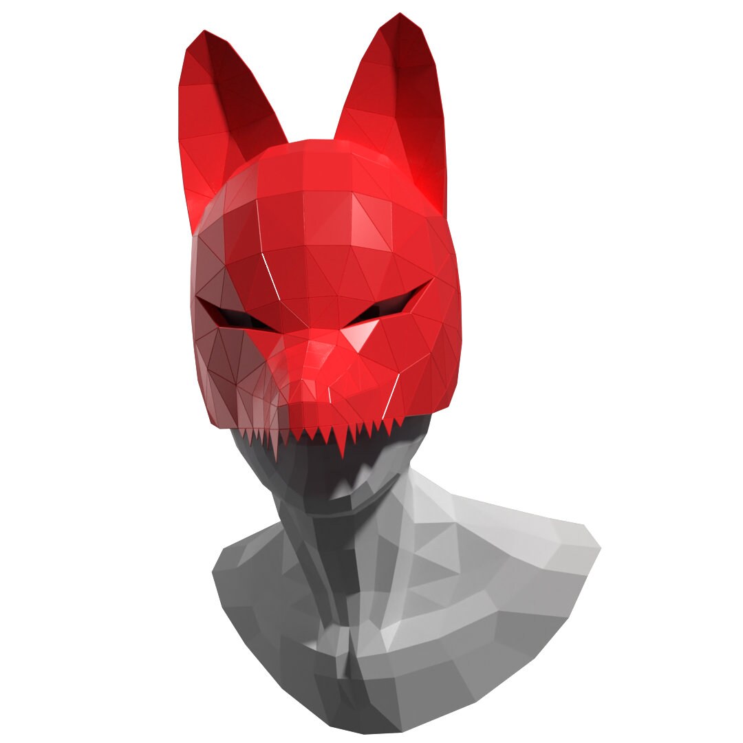 Kitsune Fox Mask Paper Sculpture,printable PDF Template,handmade Mask ...