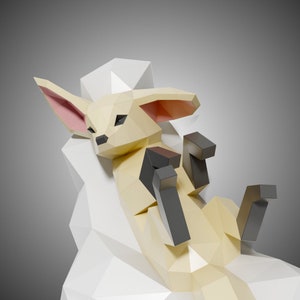 Fennec Fox on Cloud Paper Sculpture,printable PDF Template,handmade ...