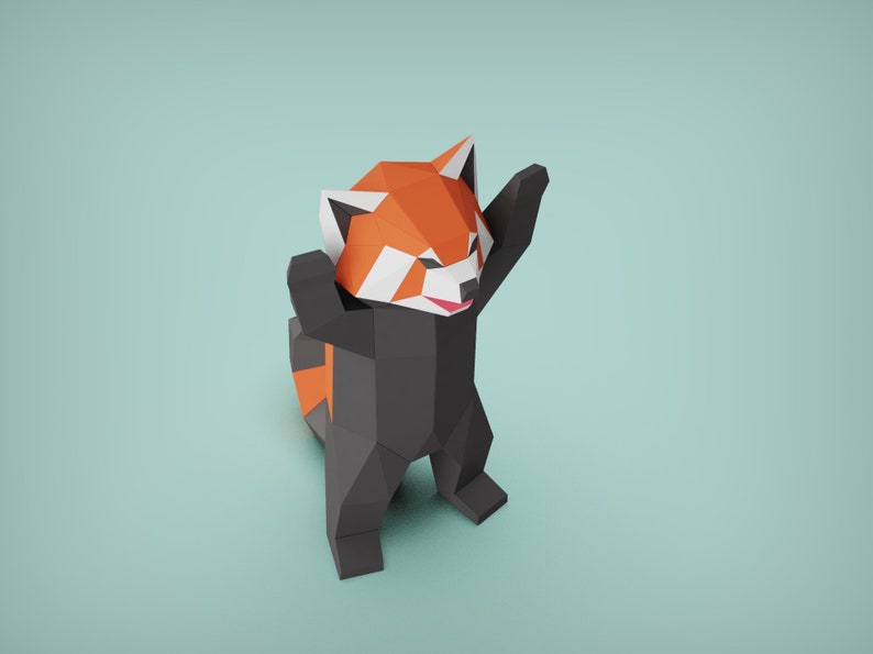 Standing Red Panda Paper Model 3D Papercraft Tempalte PDF - Etsy