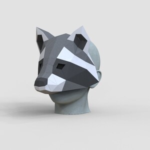 Raccoon and Fox Half Mask 2 in 1 Pack Paper Sculpture,printable PDF ...