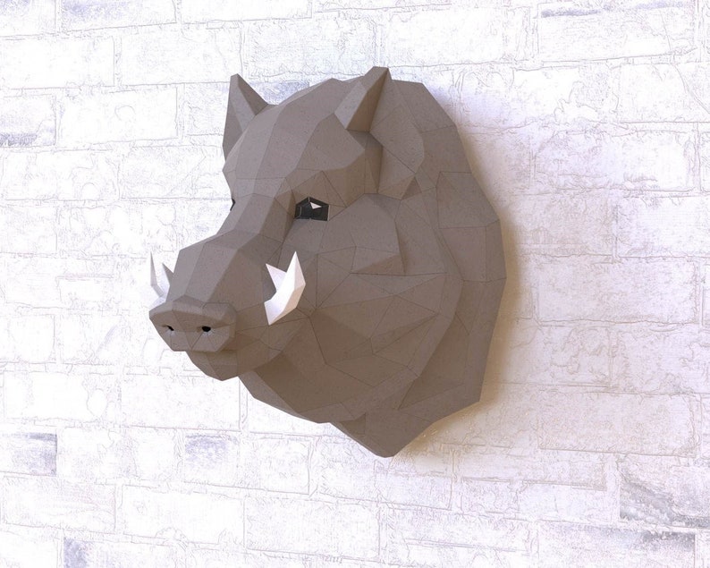 Boar Head Paper Sculptureprintable PDF Templatehandmade Wide | Etsy