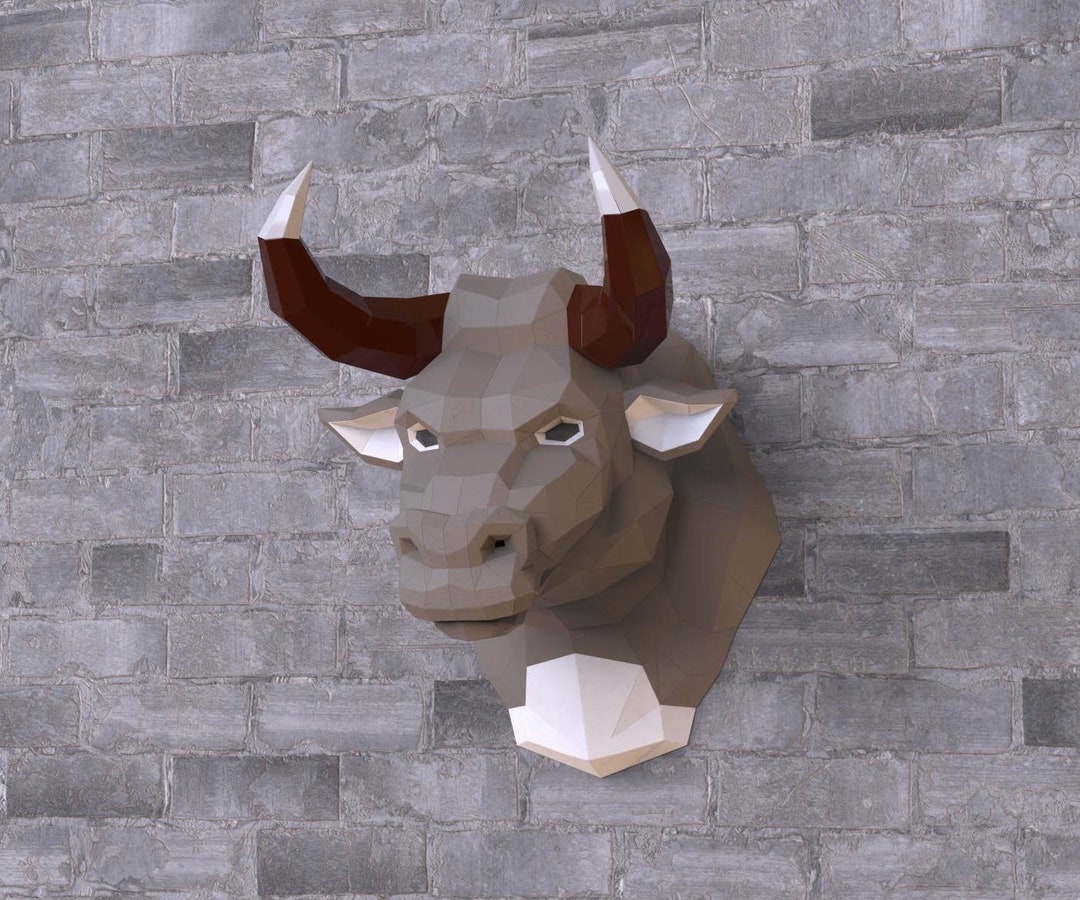 Bull Head Paper Sculpture,printable PDF Template,handmade Stylized ...