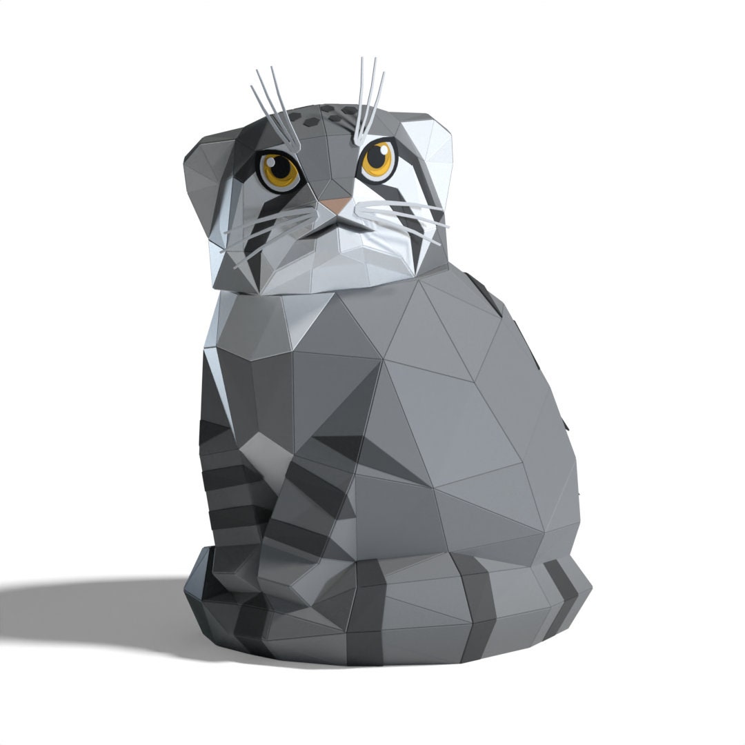 Pallass Cat Paper Sculpture,printable PDF Template,handmade Manul Cat ...