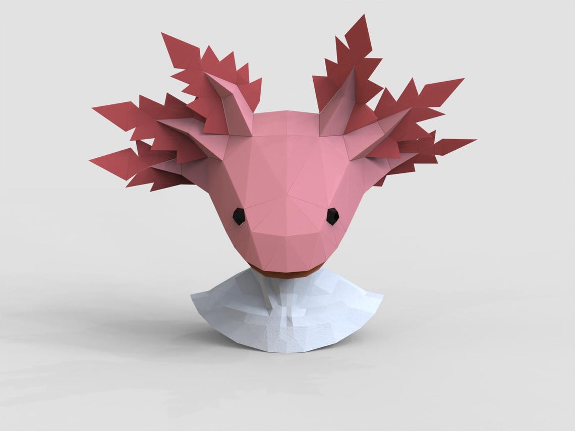 Axolotl Mask Paper Sculpture,printable PDF Template,handmade Animal ...