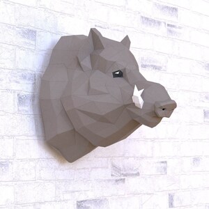 Boar Head Paper Sculpture,printable PDF Template,handmade Wide Animal ...