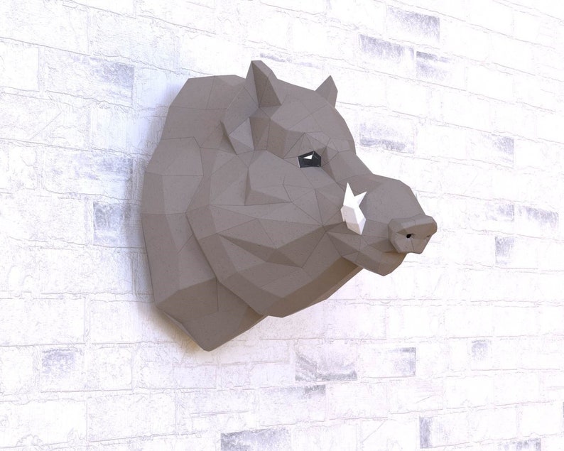 Boar Head Paper Sculptureprintable PDF Templatehandmade Wide | Etsy